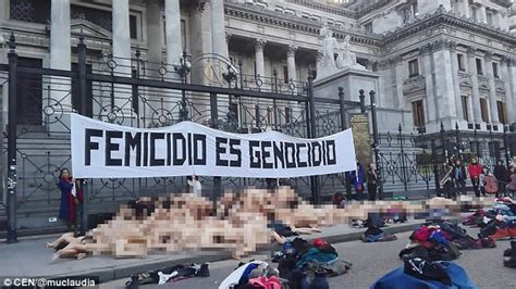 Feminist Group Strips And Forms Body Pile In Argentina Daily Mail Online