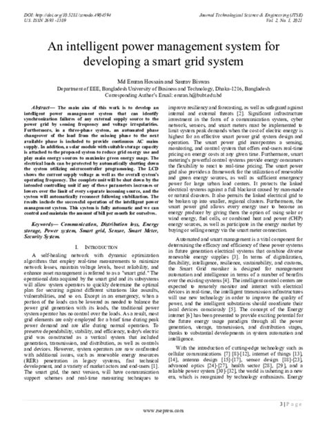 Pdf An Intelligent Power Management System For Developing A Smart