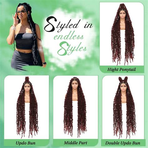 Inches Full Double Lace Front Triangle Knotless Locs Braided Wigs With Baby Hair Super Long