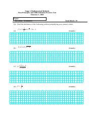 Mathematical Methods Differentiation Practice Test Solutions Course Hero