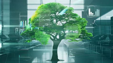 Tree Holographic Model In Modern Lab Laboratory Eco Research Leaf