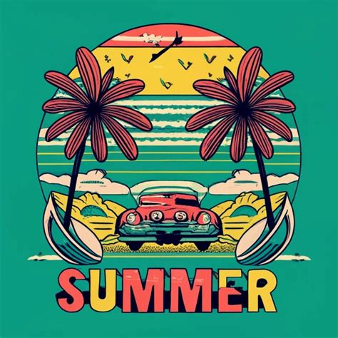 Premium Photo Summer Lettering Concept Design Tshirt
