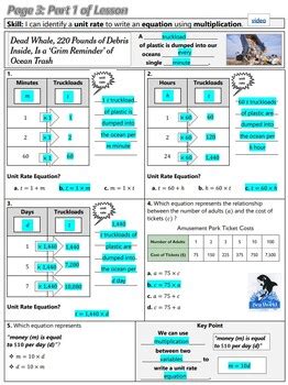 Writing Unit Rate Equations Engaging Part Lesson Practice Flexible Use