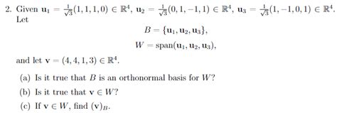 solved given u1 1 √3 1 1 1 0 ∈ r4 u2 1 √3 0 1