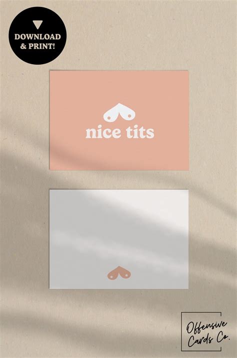 Cute Offensive Greeting Card Nice Tits Digital Download And Print Etsy