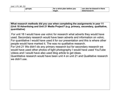 Unit 1 Research Methods Worksheet PPT