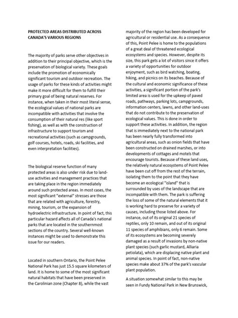 Protected Areas Distributed Across Canadas Various Regions Pdf Protected Area