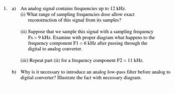 Answered 1 A An Analog Signal Contains Bartleby