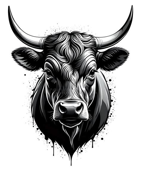 Simplistic Stylized Logo Concept Design Of Black Bull Stock