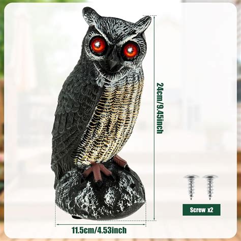 Owl Decoy To Scare Birds Away Solar Powered Fake Owl Scarecrow Plastic