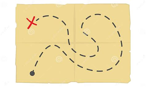 Treasure Map With X Marking The Spot Stock Vector Illustration Of Route Template 349321166