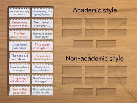 Academic And Non Academic Writing Group Sort