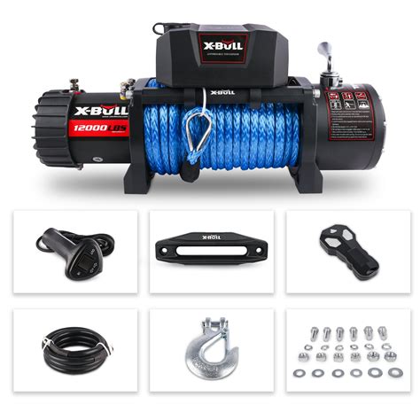 X-BULL Electric Winch 12000LB Winch Synthetic Rope 12V Truck Towing ...