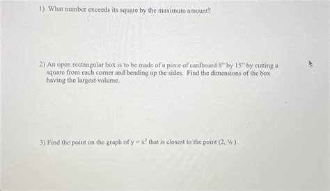 Solved What Number Exceeds Its Square By The Maximum Chegg