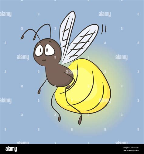 Cartoon Firefly Vector Illustration Cute Little Bug Stock Vector Image