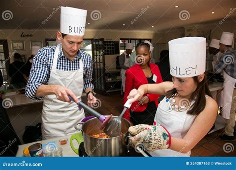 Diverse Young People At Team Building Cooking Class Editorial Stock