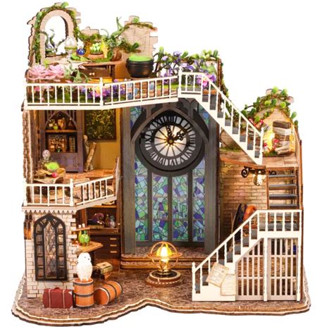 DIY MINIATURE DOLLHOUSE Kits LED Magic House Wooden Building Model