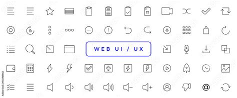Set Of Outline Ui And Ux Icons Minimalist Thin Linear Web Icon Set Stock Vector Adobe Stock