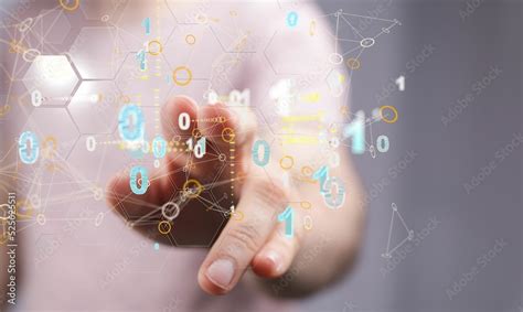 Man Tapping A Floating 3D Rendered Number Icons Stock Photo Adobe Stock