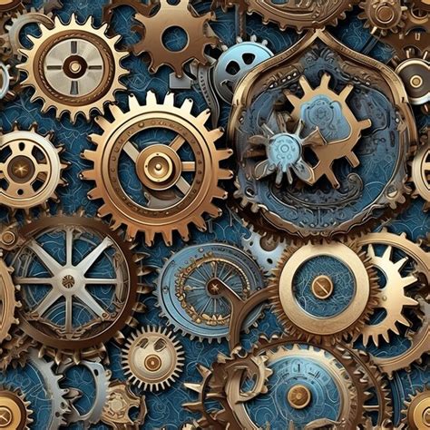 Premium Photo Gears And Cogs Are Arranged In A Pattern On A Blue Background Generative Ai