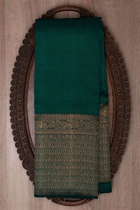 Buy Castleton Green Zari Woven Kanchipuram Silk Saree Online In 2025