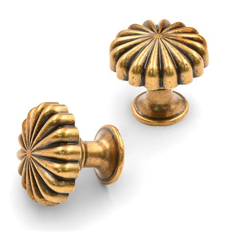 9build 10 Pack 12 Inch Antique Brass Cabinet Knobs Vintage Round Drawer Knobs For Kitchen