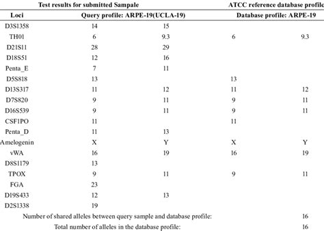 Str Genotype And Amelogenin Gender Determining Locus Of Arpe 19 Cell