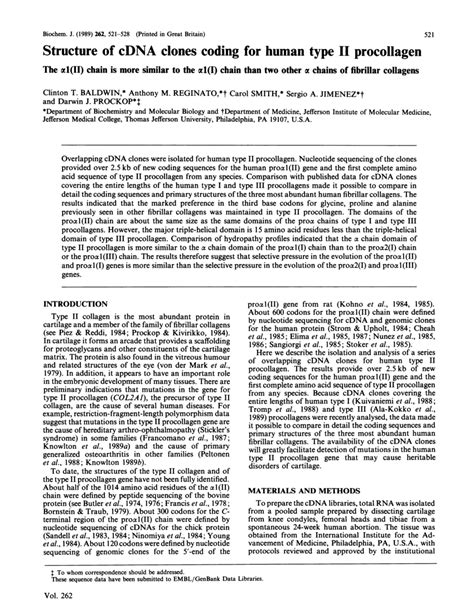 Pdf Structure Of Cdna Clones Coding For Human Type Ii Procollagen