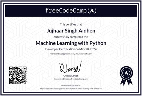 Completed Machine Learning With Python From Freecodecamp Jujhaar Singh Aidhen Posted On The