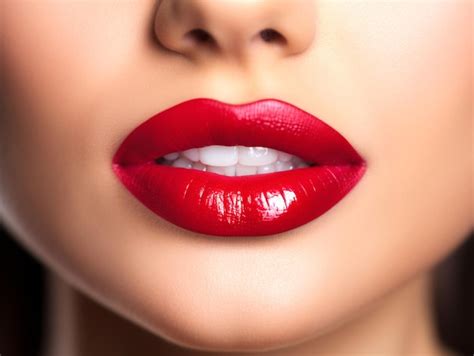 Premium AI Image Red Lips Close Up