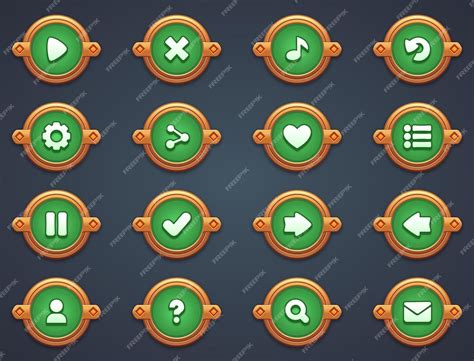 Premium Vector Set Of Green Buttons For Mobile Games Game Green