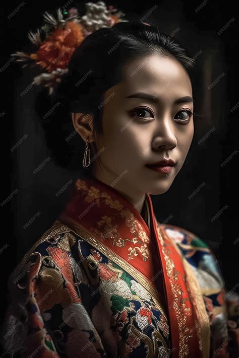 Premium Ai Image Chinese Girl In Traditional Clothes On Black Background