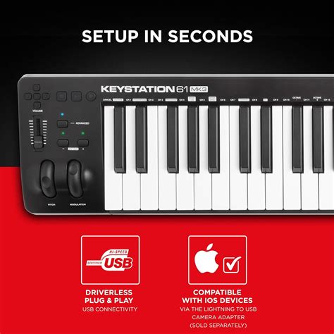 M Audio Keystation 61mk3 61 Key Usb Midi Keyboard Controller With Pitch Modulation Wheels