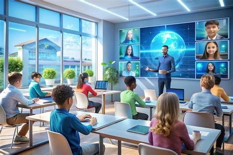 A Classroom With A Blackboard With The Words Math On It Innovative And Futuristic Classroom For