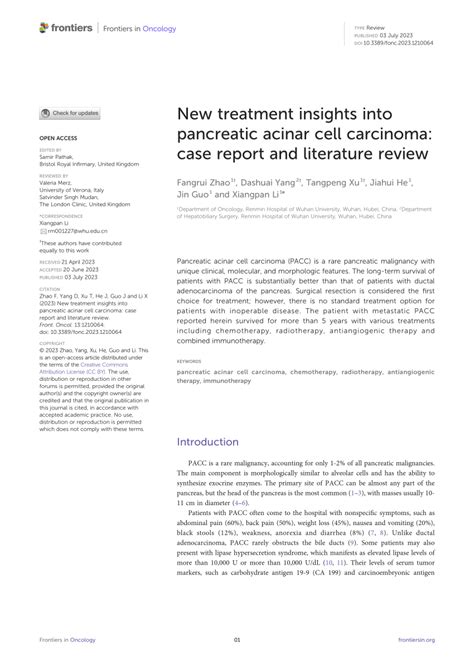 Pdf New Treatment Insights Into Pancreatic Acinar Cell Carcinoma