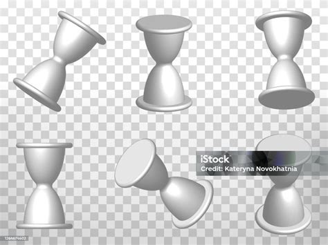 투명 배경에 원근 투영 3d 모래 시계 모델 아이콘의 집합 3d 그림 웹 사이트 디자인 앱 Ui에 대한 그래픽 요소의 추상적