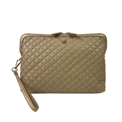 Large Clutch Makeup Case With Interior Light Nude And Gold Pursen
