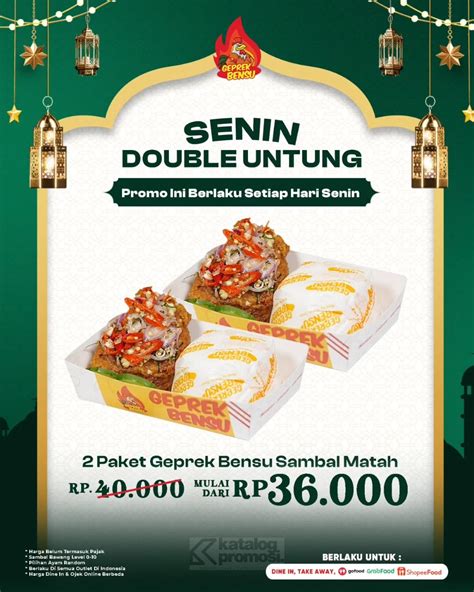 Promo Geprek Bensu Senin Double Untung 2 Paket Geprek Bensu Sambal