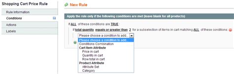 E Commerce Magento Shopping Cart Price Rule Missing Options What