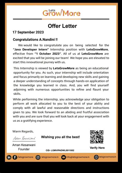 Nandini Krishna On Linkedin Letsgrowmore Javadeveloper