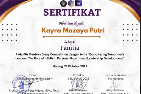 Kayra Mazaya Putri Prasetyo On Linkedin Fia Merdeka Im Kayra As Co
