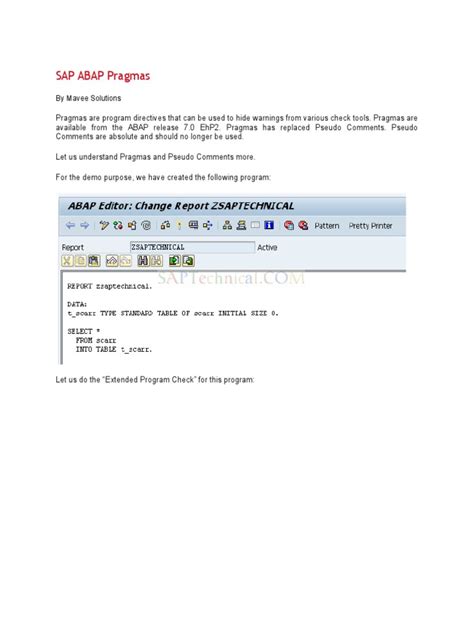 Sap Abap Pragmas By Mavee Solutions Pdf