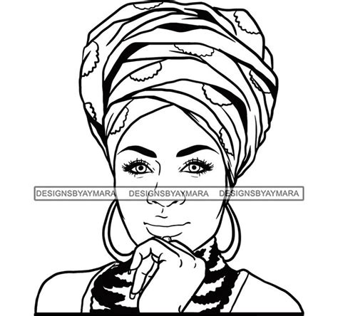 Afro Woman Svg Turban Head Wrap Scarf Headscarf Nubian Queen Etsy
