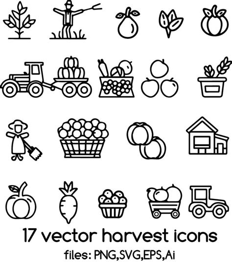 17 Vector Harvest Icons Etsy