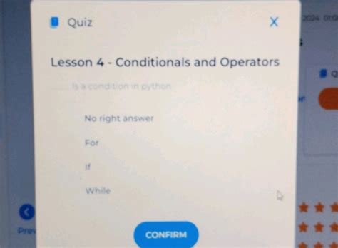 Quiz Lesson 4 Conditionals And Operators Is A StudyX