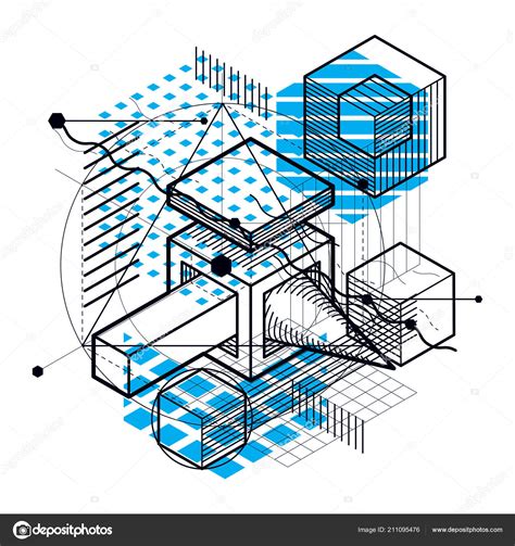 Isometric Abstract Background Linear Dimensional Shapes Vector Mesh