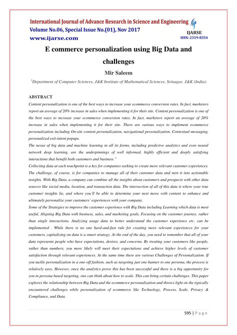 Pdf E Commerce Personalization Using Big Data And Challenges