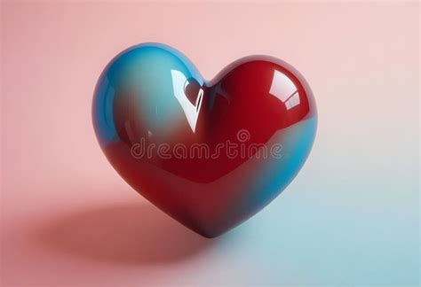 A Red And Blue Heart Shaped Object With A Shiny Reflective Surface On A Pink And Blue Gradient