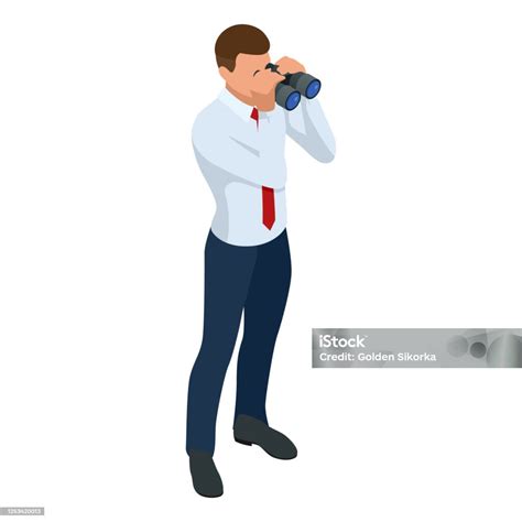 쓰기에 고립 된 동면 사업가 사무직 의 캐릭터 만화 사람들을 만들기 비즈니스 피플 쌍안경에 대한 스톡 벡터 아트 및 기타 이미지
