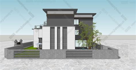 新中式别墅外观建筑模型模型su模型下载 Id113525047 建e网su模型